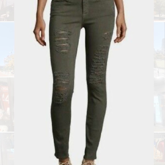 Frame Denim | Jeans | Frame Denim Olive Green Distressed Le Skinny ...